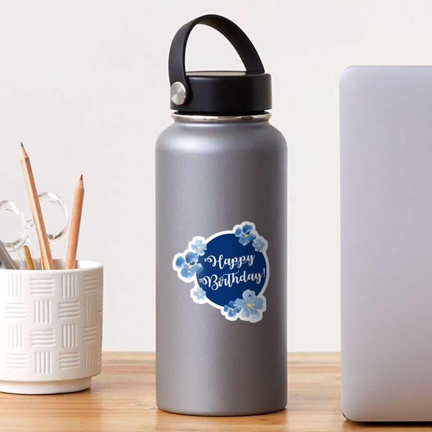 "Little Blue Flowers ~ Happy Birthday" Sticker for Sale by ...