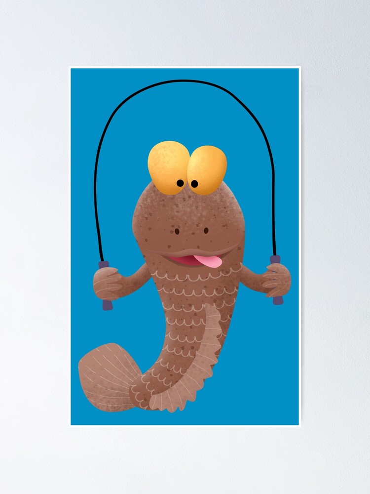 "Funny skipping mudskipper fish cartoon" Poster for Sale by FrogFactory ...