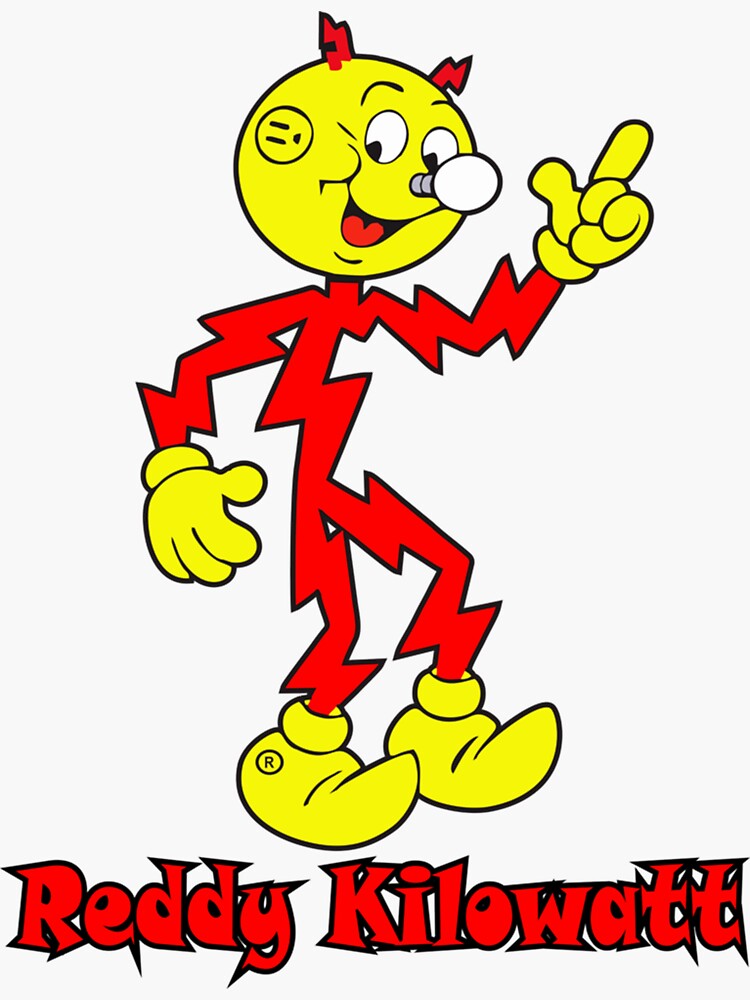 "Reddy Kilowatt " Sticker by MorenoWilbur | Redbubble