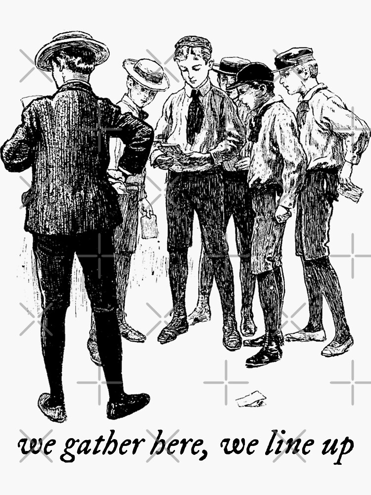 "we gather here, we line up (B)" Sticker for Sale by DinoSour2 | Redbubble