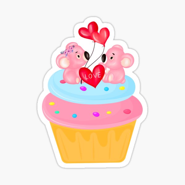 "Cute Couple Koala cupcake - Inlove koala cup cake " Sticker by ...