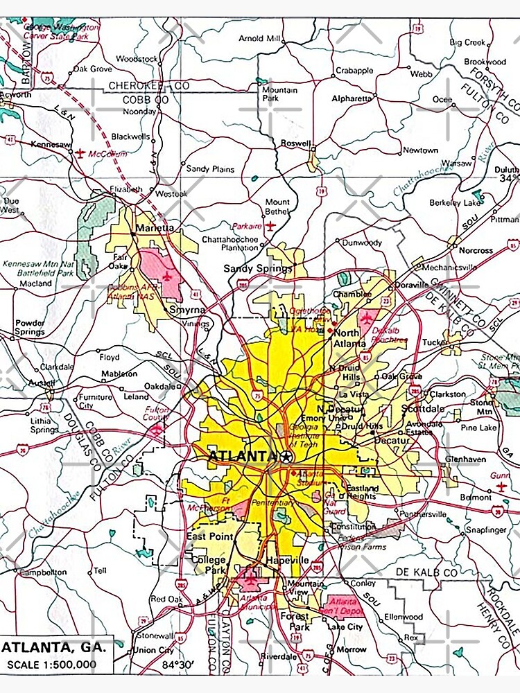 "Atlanta Map" Art Board Print for Sale by everything-shop | Redbubble