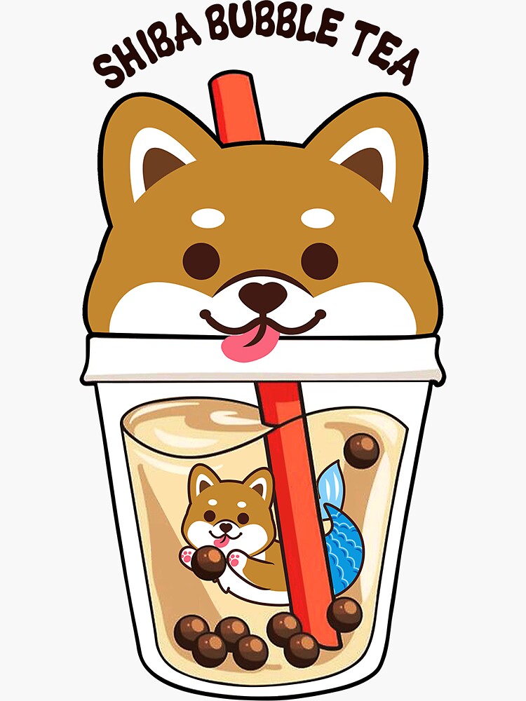 "shiba bubble tea" Sticker by NaraSketch | Redbubble