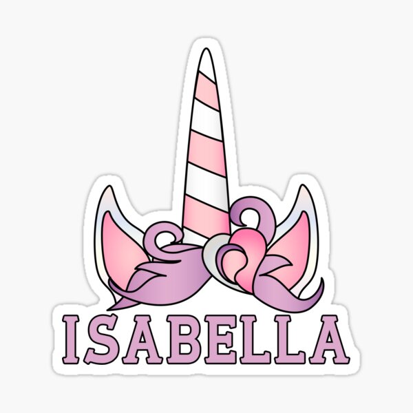 Pegatina «Isabela. Unicornio rosa y morado con nombre Isabella personalizado» de ScandiStuff ...