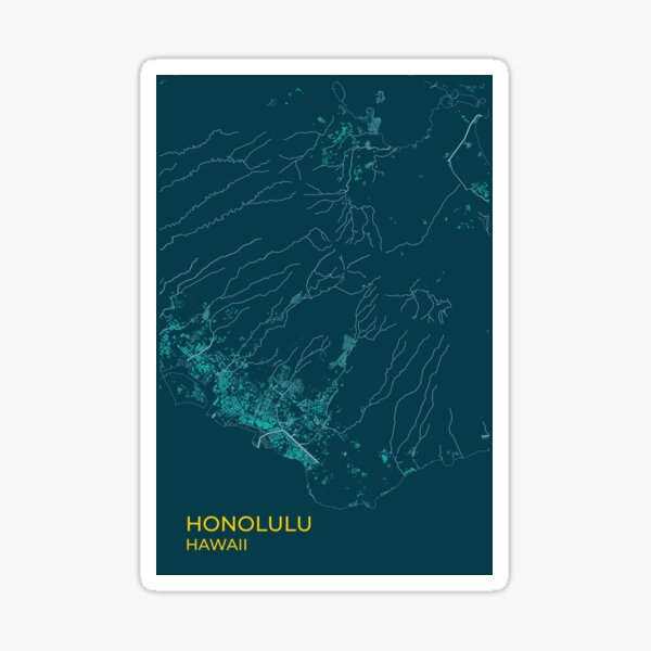 "City map Honolulu, Hawaii" Sticker for Sale by barle | Redbubble