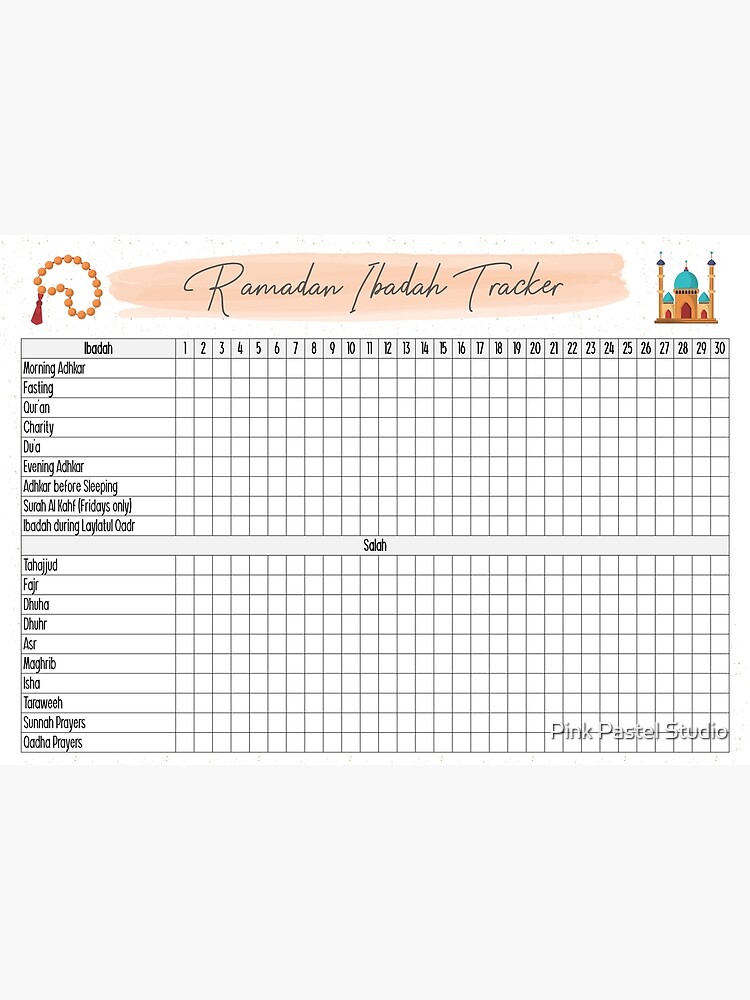 "Ramadan Ibadah Tracker | Ramadhan Mubarak Duas" Poster for Sale by ...