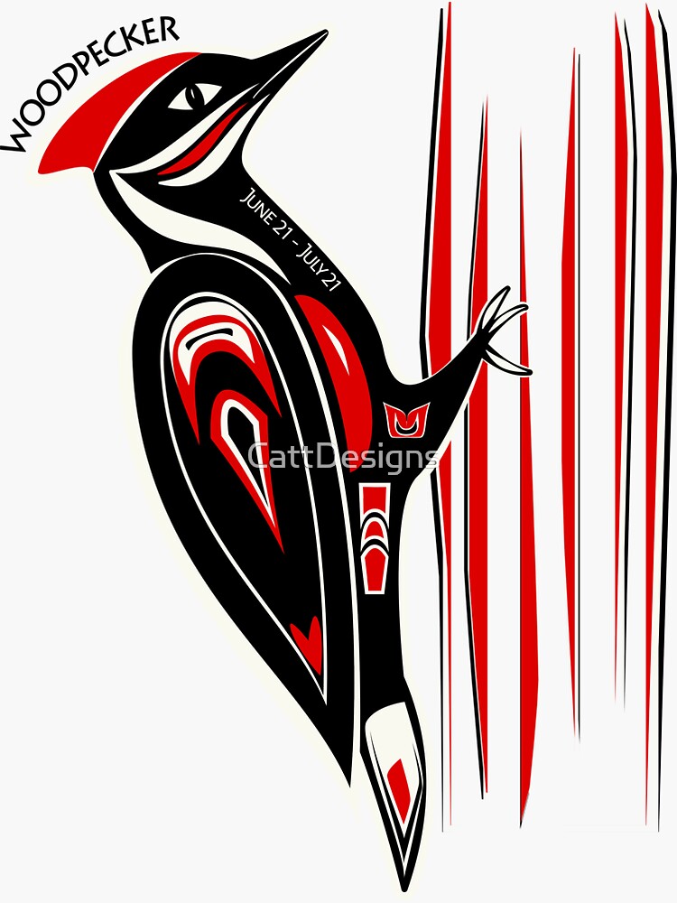 "WOODPECKER - Native American Totem, Zodiac Spirit Animal Sign" Sticker ...