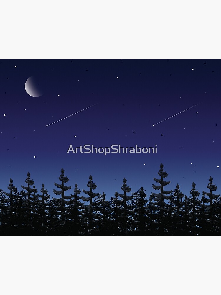 "Night Sky Shooting Star With Pine Trees" Poster by ArtShopShraboni ...