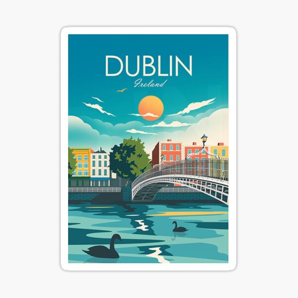 "Aesthetic Dublin Travel Poster" Sticker by artaziathief | Redbubble