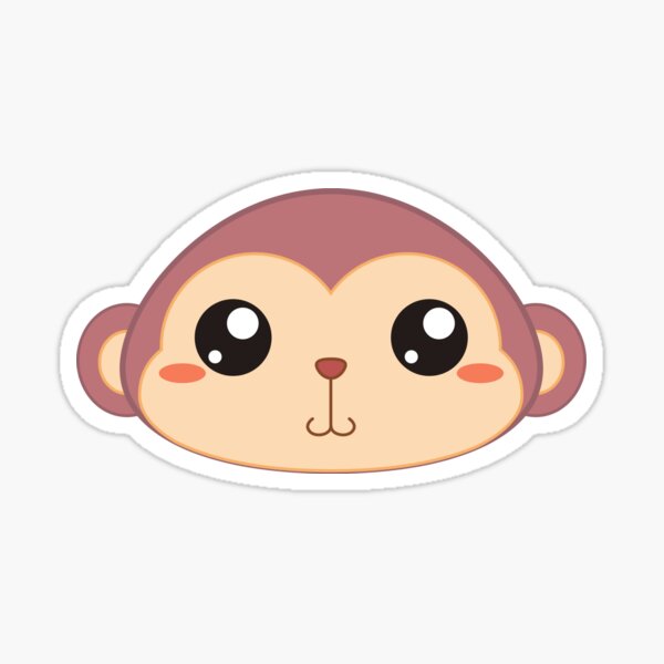 "cute monkey face" Sticker for Sale by saba21design | Redbubble