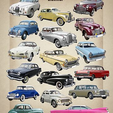 "Oldtimer cars set. Retro poster" Poster for Sale by KarolinaKarotka ...