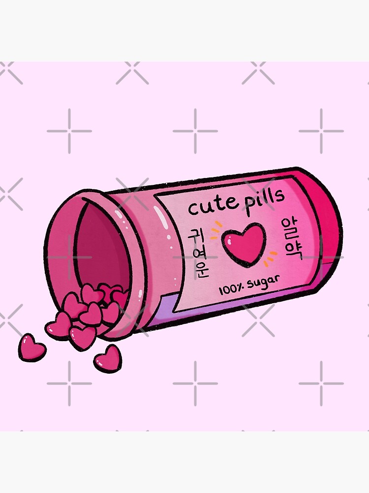 "Cute pills kawaii korean medication cute illustration" Art Print for ...