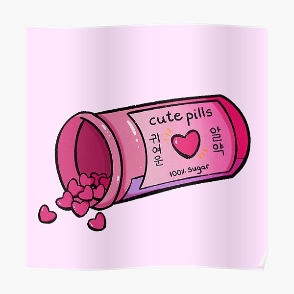 Póster «Lindas pastillas kawaii medicamento coreano linda ilustración ...