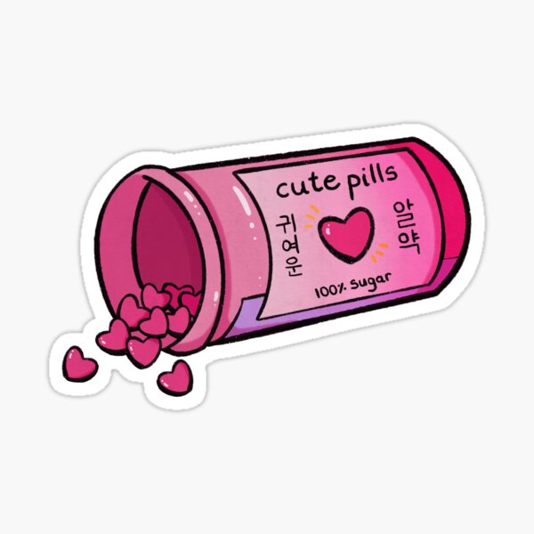 Pegatina «Lindas pastillas kawaii medicamento coreano linda ilustración ...