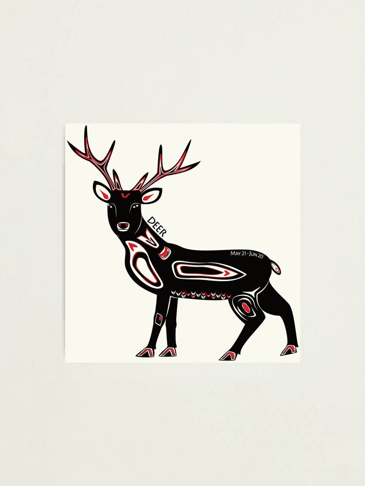 Native American Deer Symbols Canvas Print Vector Illustration Of Deer