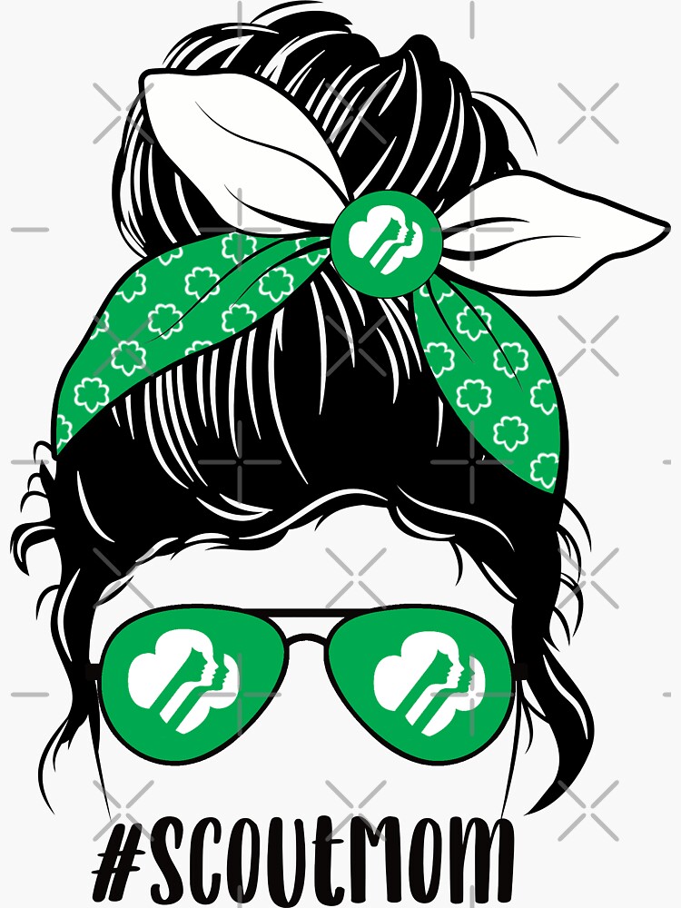 "Girl Scout Mom Messy Bun" Sticker for Sale by ItsaMomThingLLC | Redbubble