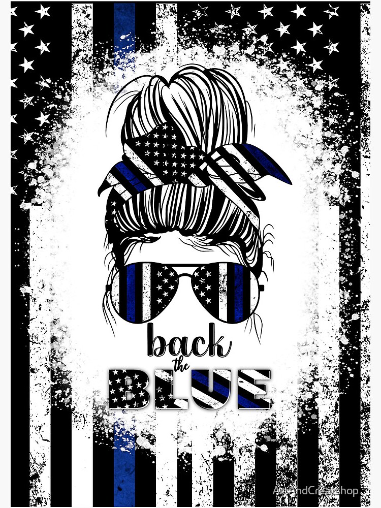 American Flag Messy Bun Hair Back The Blue Sublimation Designs Png