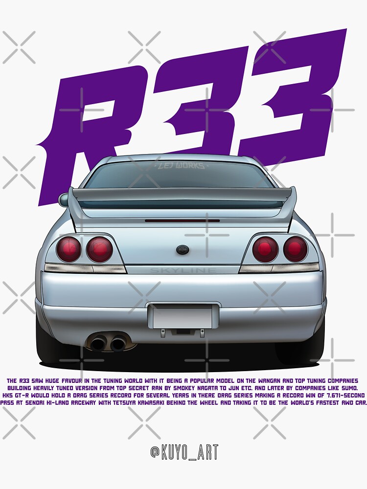 "GT-R R33" Sticker by kuyoart | Redbubble