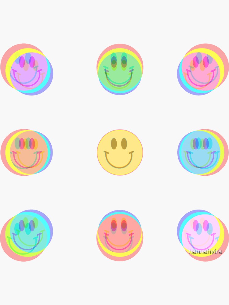 "Chromatic 3D Rainbow Smiley Face Pack Set" Sticker by hannahvira ...