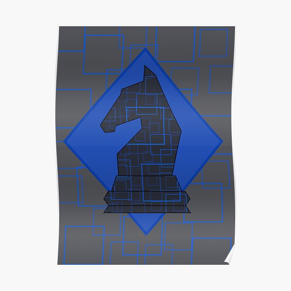 "Grey and blue chess knight" Poster by deedeeps | Redbubble