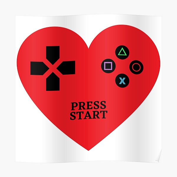 "Red Press Start Heart " Poster for Sale by DianaDraws2 | Redbubble