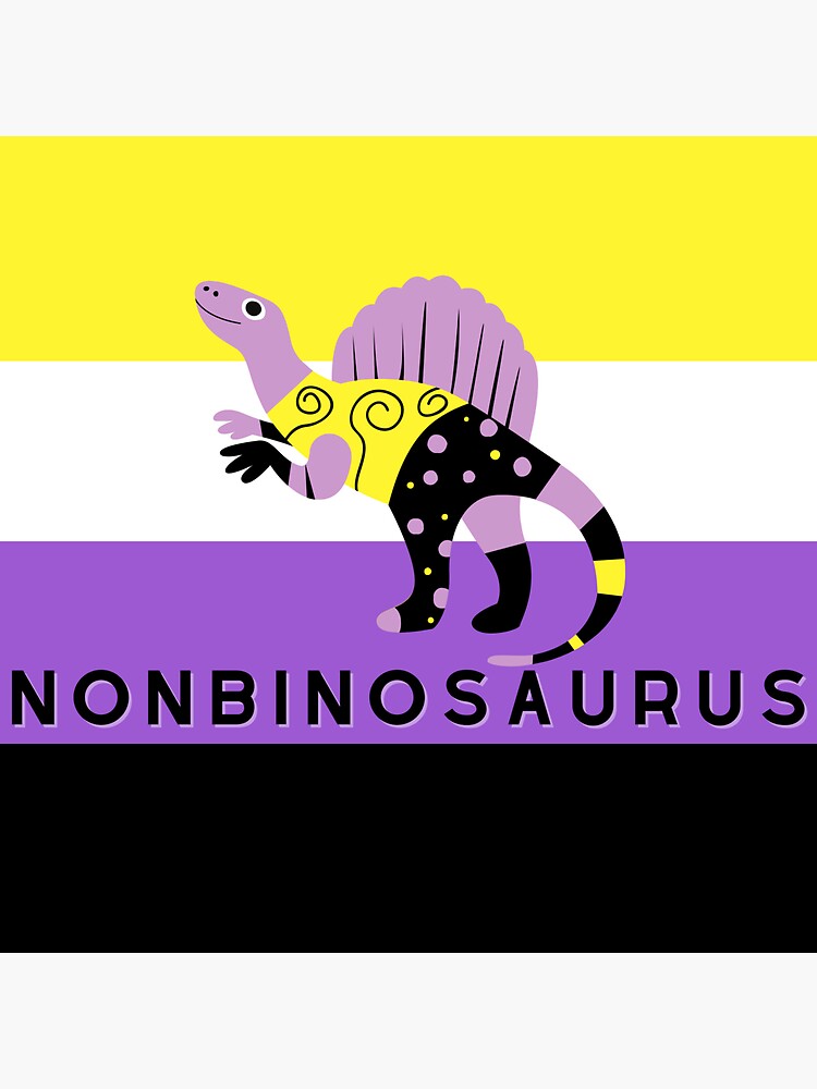 "NON-BINosaurus Non-Binary Dinosaur Pride Flag" Sticker by SofiaCart ...