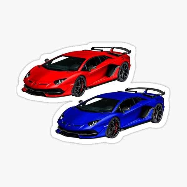 "Lamborghini Aventador Red Dark Blue Sports Car" Sticker for Sale by ...