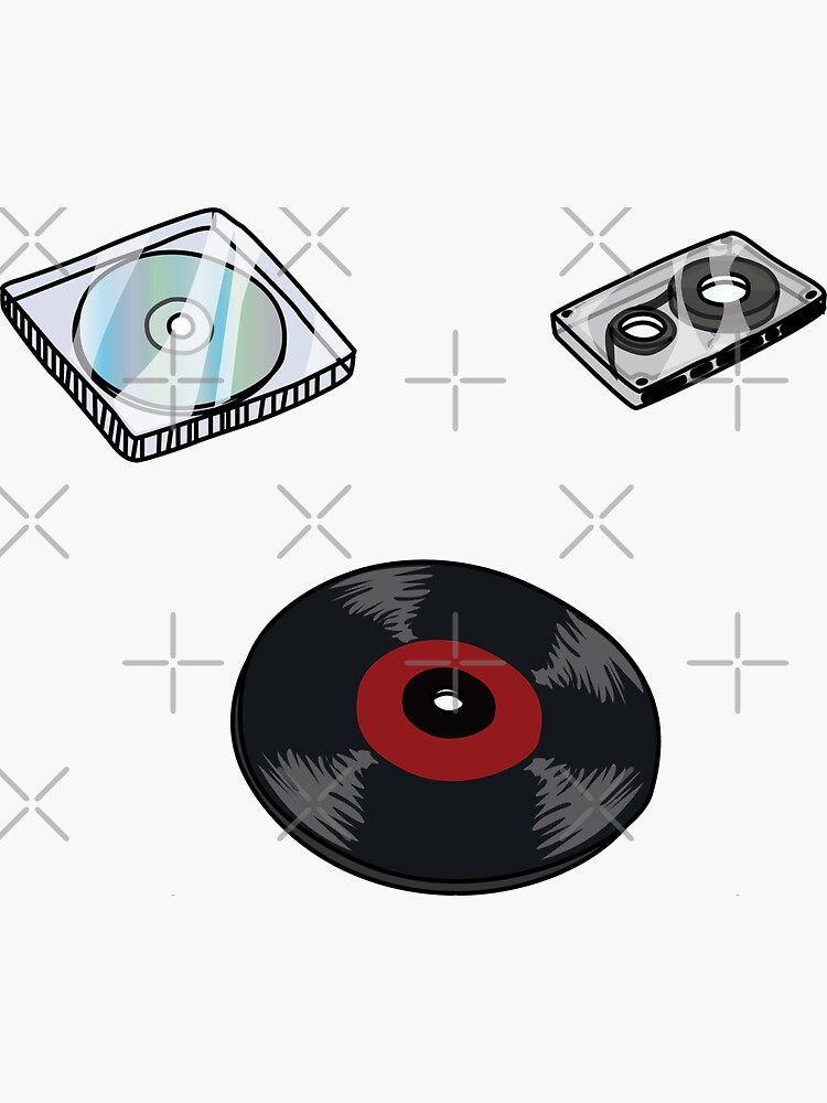 "cds records cassettes" Sticker for Sale by janetsang | Redbubble