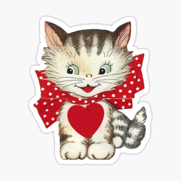 "coquette valentines day cat sticker" Sticker for Sale by maliacampain ...