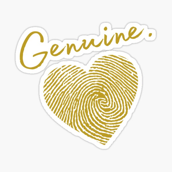 "Genuine Heart Shaped Fingerprint Love - Gold Font & Heart" Sticker by ...