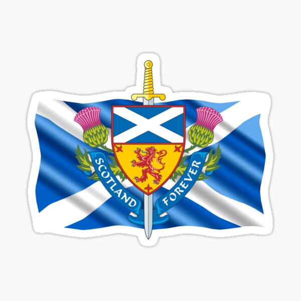 "saltire scotland forever flag thistle rampant lion" Sticker for Sale ...
