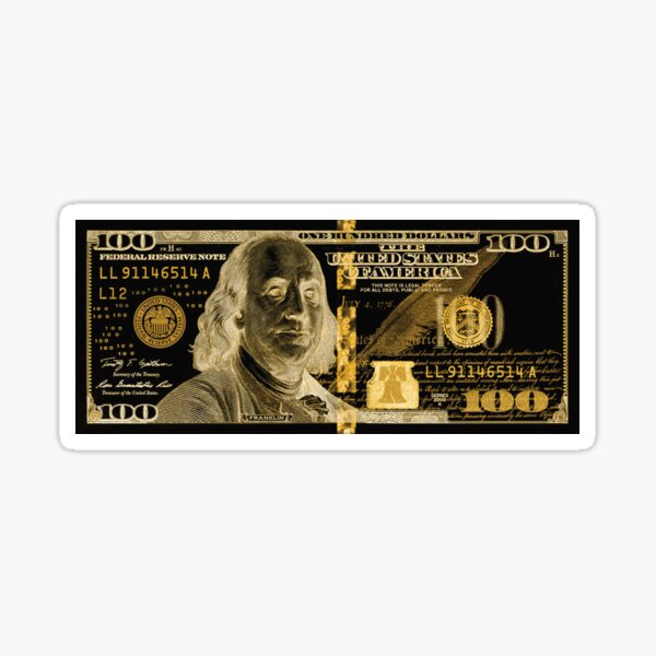 "100 Dollar Gold" Sticker for Sale by BuksDesigns | Redbubble