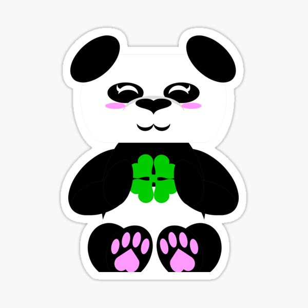 "Cute Panda Hugging Clover" Sticker for Sale by RosiePanda | Redbubble