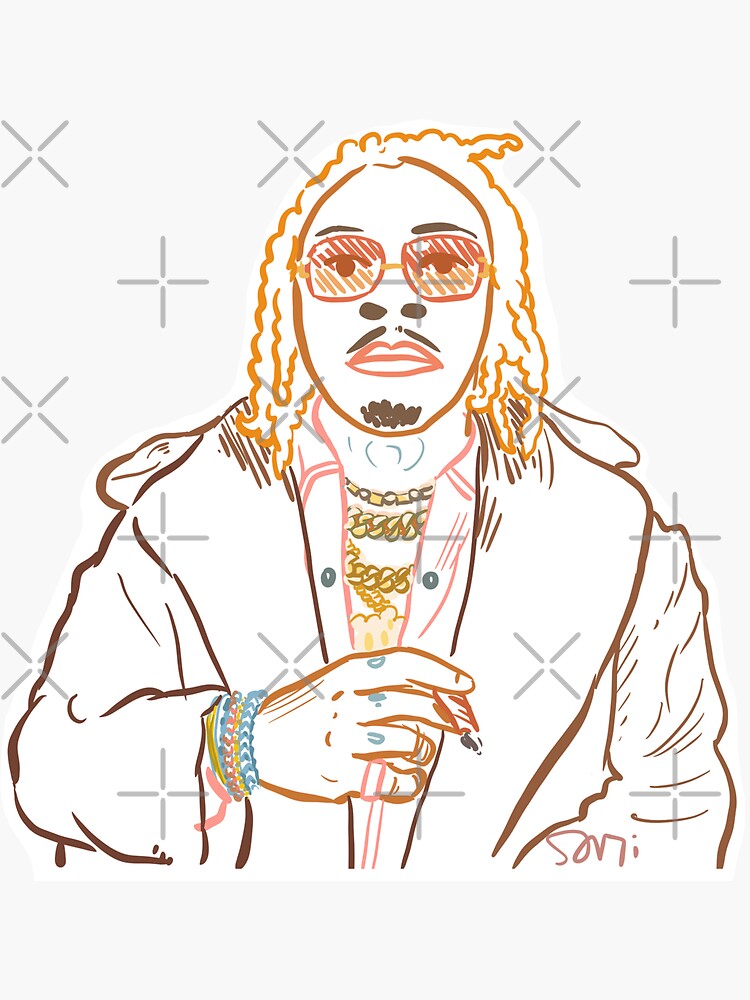 "Portrait of gunna by santi" Sticker for Sale by santiaguer | Redbubble