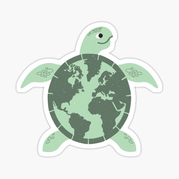 " the Earth on Turtle back,Environment Turtle Recycle Ocean" Sticker ...