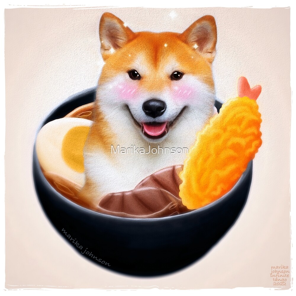 "Happy Ramen Bowl Shiba Inu Pop Art" by MarikaJohnson | Redbubble
