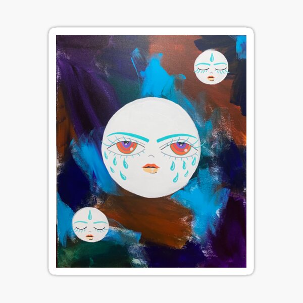 "Crying ethereal moon with friends" Sticker by jelko-art | Redbubble