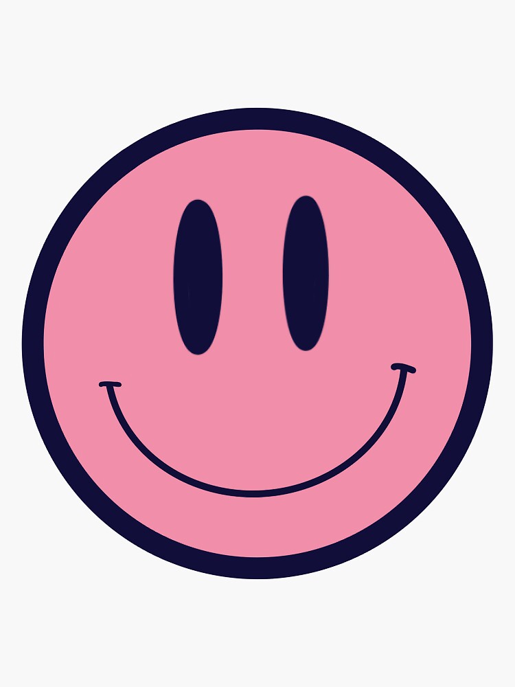"Pink Smiley Face Sticker" Sticker by ArtByAva22 | Redbubble