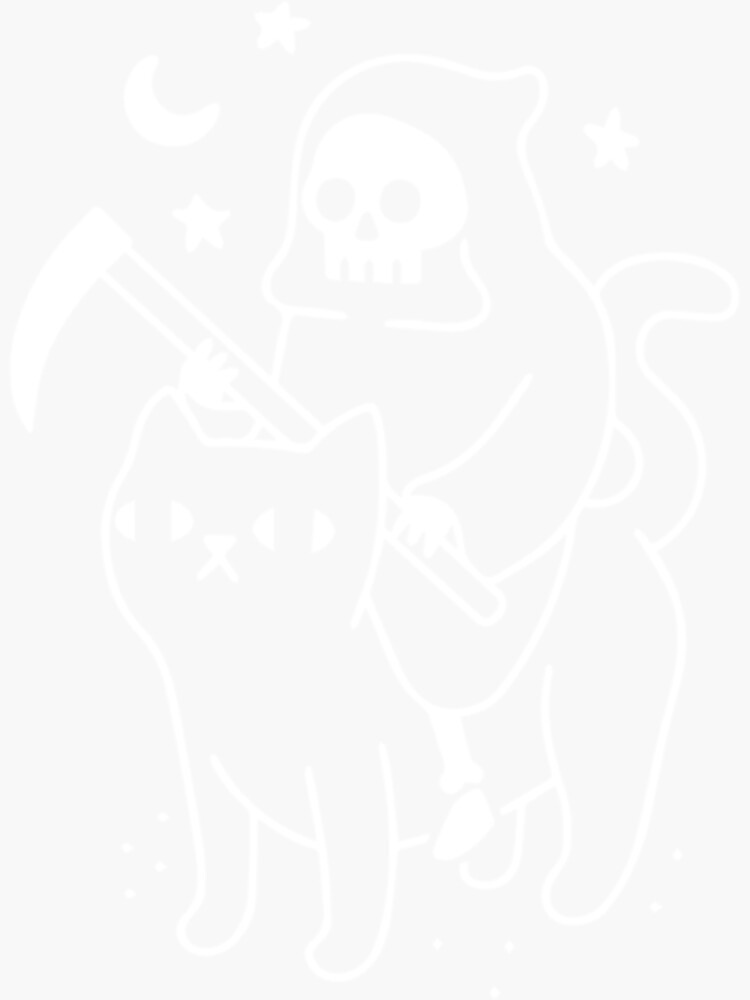 "Grim Reaper Riding on a Cat Funny" Sticker by beceraj | Redbubble