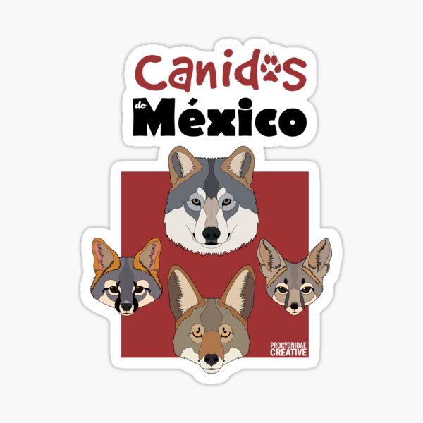 "Canids of Mexico" Sticker by ProcyonidaeCrea | Redbubble