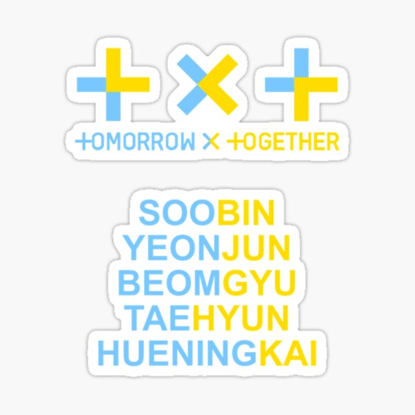 "KPOP TXT OFFICIAL LOGO AND MEMBER NAME Classic T-Shirt" Sticker by ...