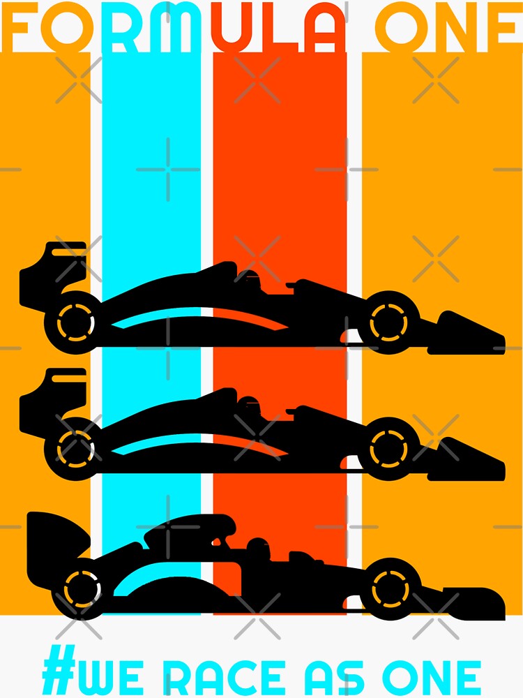 "Retro Formula One Style #we race as one" Sticker by ReezaGraphic ...