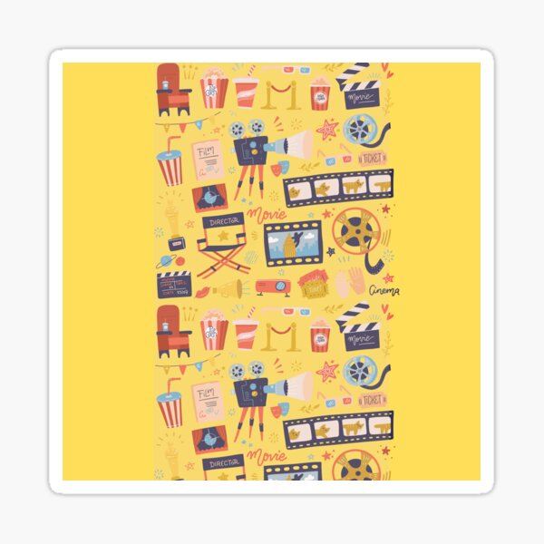 "film buff art depicting tiny related symbols" Sticker by ArianaAbigail ...