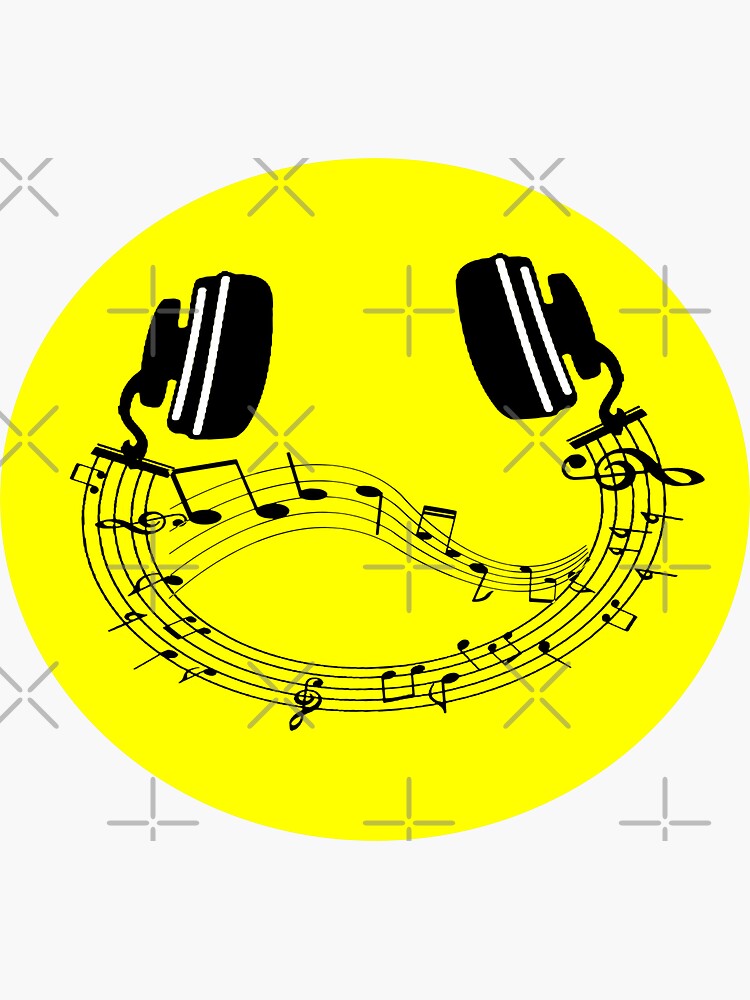 "SMILEY FACE MUSIC" Sticker for Sale by DomGDesign | Redbubble