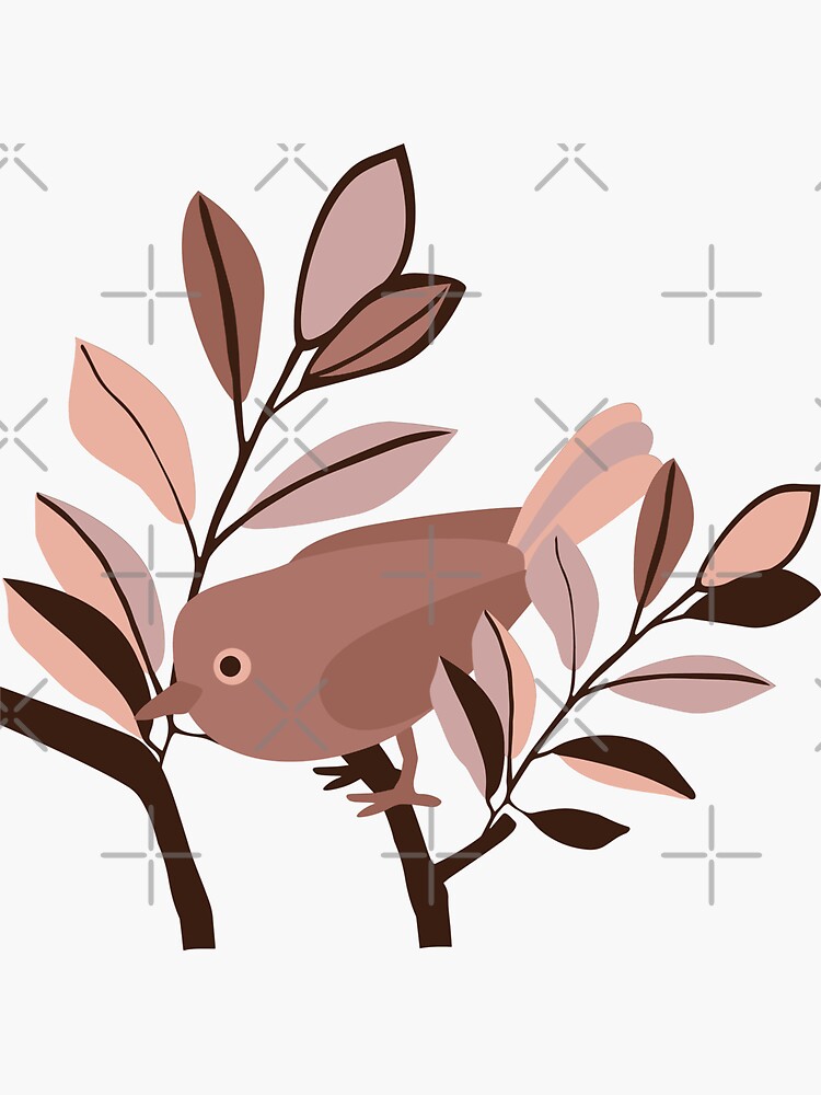 "Dusty Pink Bird Between Leaves" Sticker for Sale by MemeProjects ...
