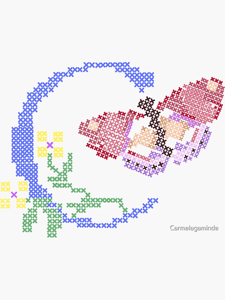 "Cross stitch letter C with butterfly" Sticker for Sale by ...