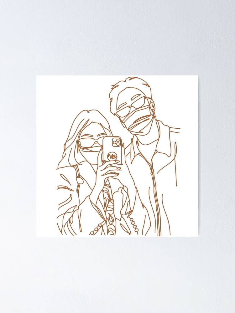 "Aesthetic Couple Mirror Picture | Happiness | Rust Line Drawing ...