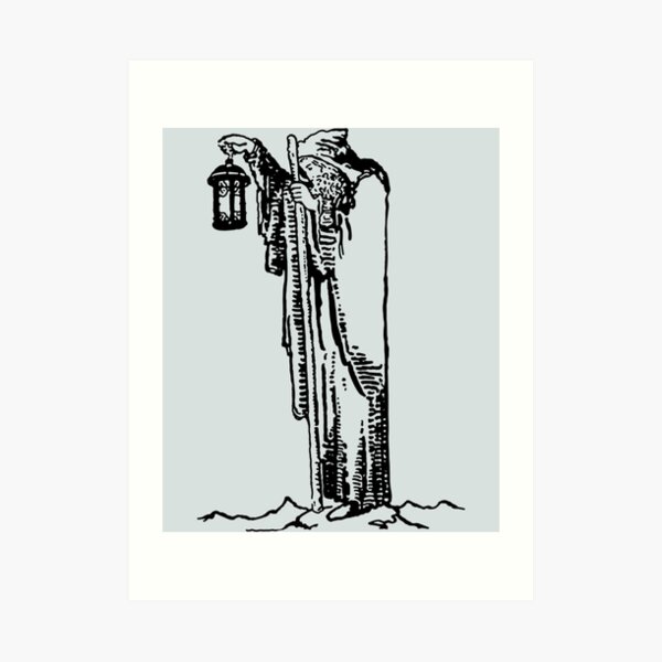"The Hermit - Line Drawing - Tarot " Art Print by Lenalevtuvis | Redbubble