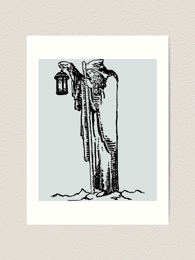 "The Hermit - Line Drawing - Tarot " Art Print by Lenalevtuvis | Redbubble