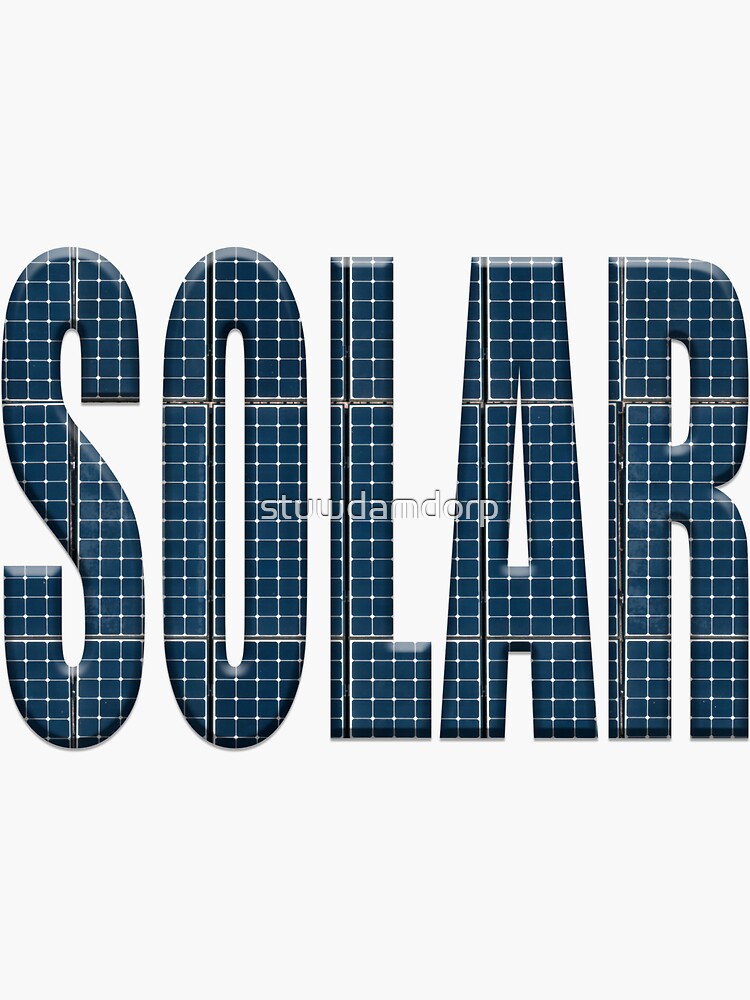 Pegatina «Paneles fotovoltaicos de energía solar con la palabra Solar ...